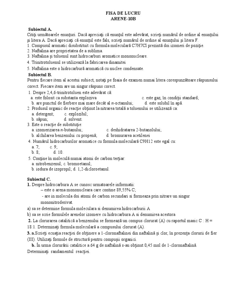 Fisa 1 - ARENE 10B | PDF