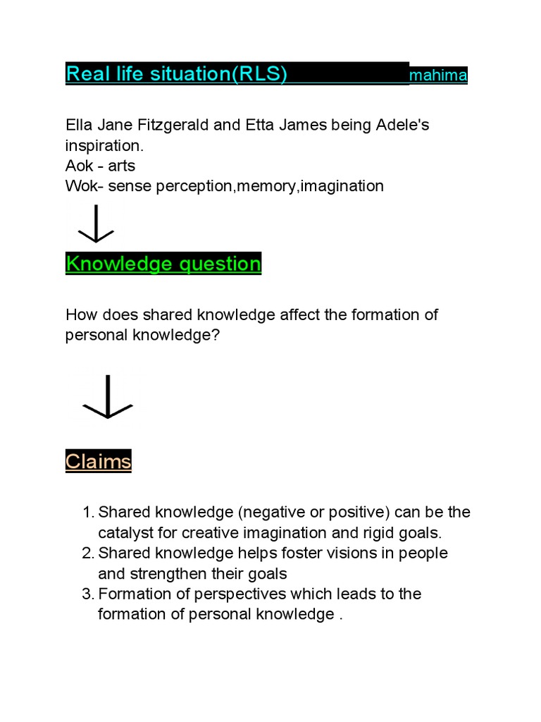 Real Life Situation (RLS) : Knowledge Question | PDF