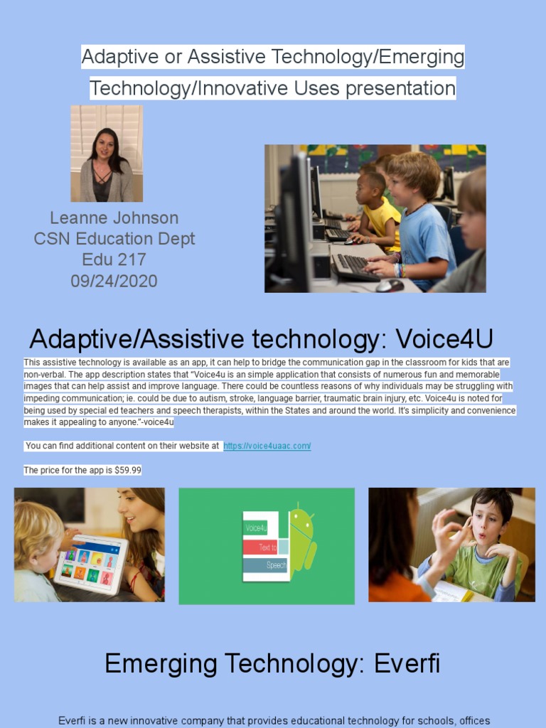 Adaptive or Assistive Technology Emerging Technology Innovative Uses ...