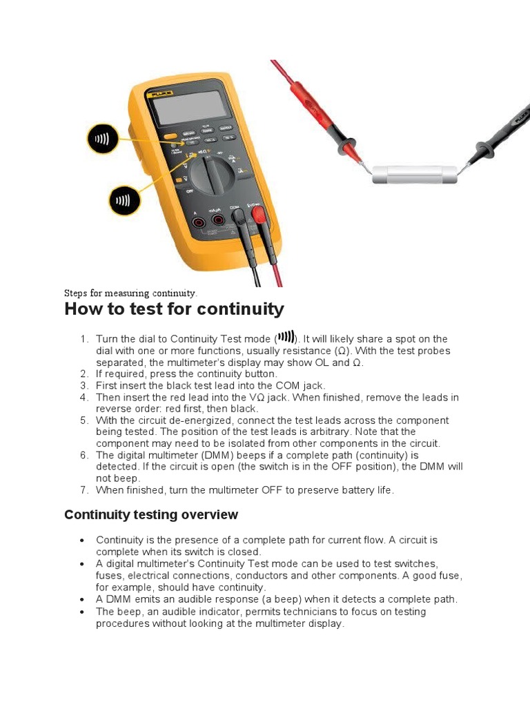 Continuity Testing with a Multimeter | PDF