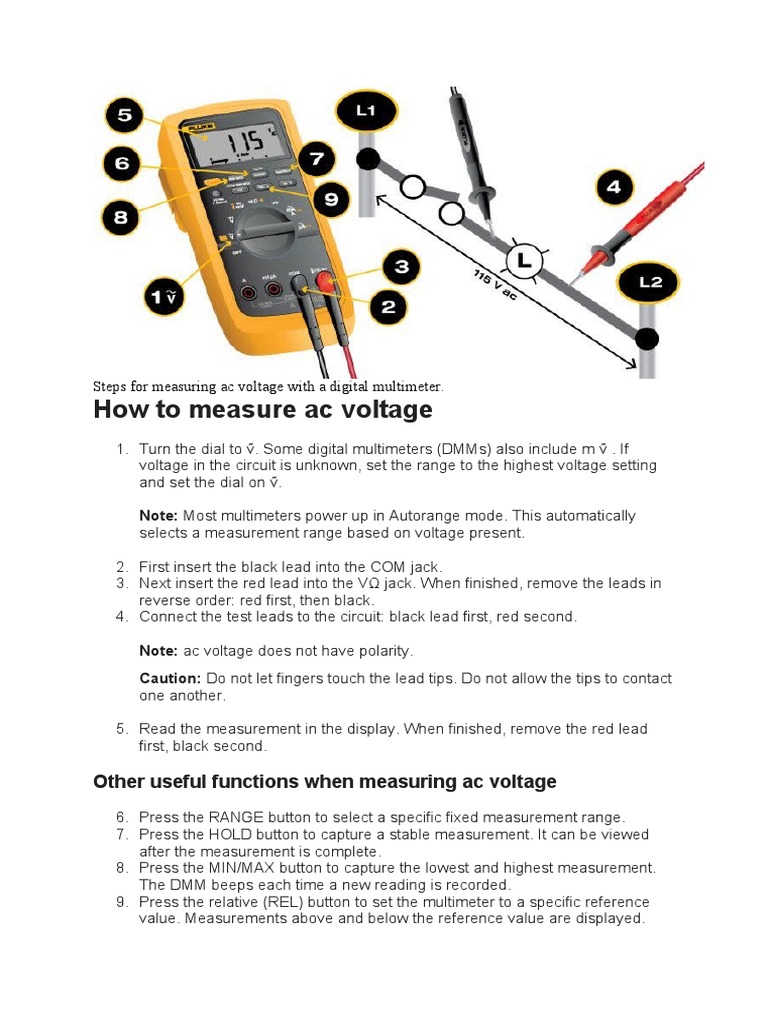 Measuring Ac Voltage With A Digital Multimeter | PDF | Electrical ...