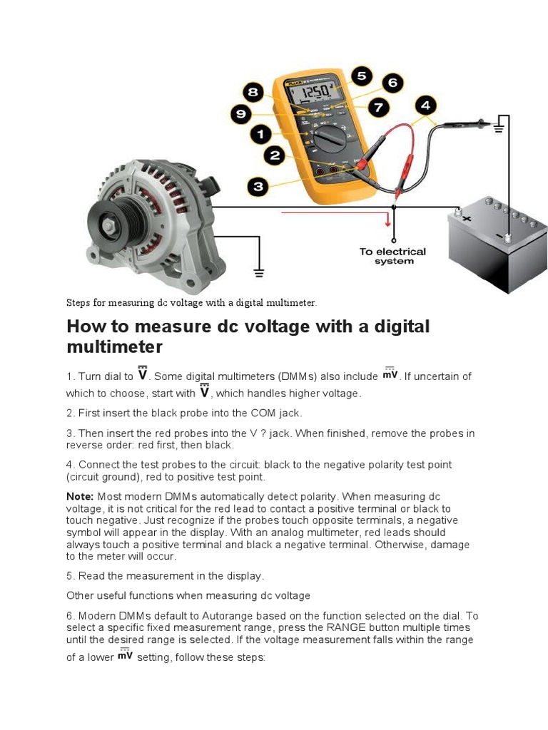 Measure DC voltage with a DMM | PDF | Voltage | Electrical Equipment