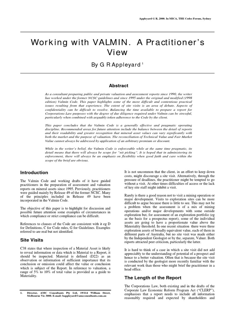 Working With Valmin PDF | PDF | Valuation (Finance) | Market Value