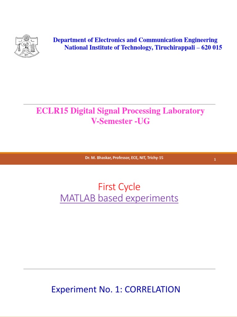ECLR15 DSP Lab - Exp. 1 - Correlation | PDF | Correlation And Dependence | Digital Signal Processing