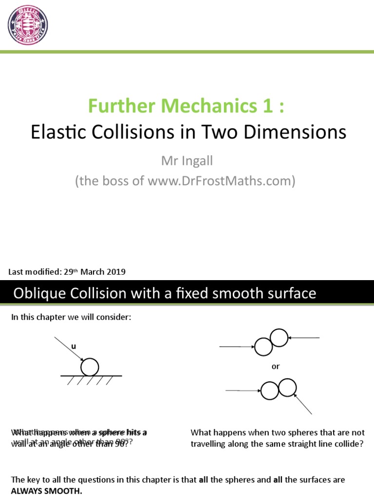 Further Mechanics 1:: Elastic Collisions in Two Dimensions | PDF ...
