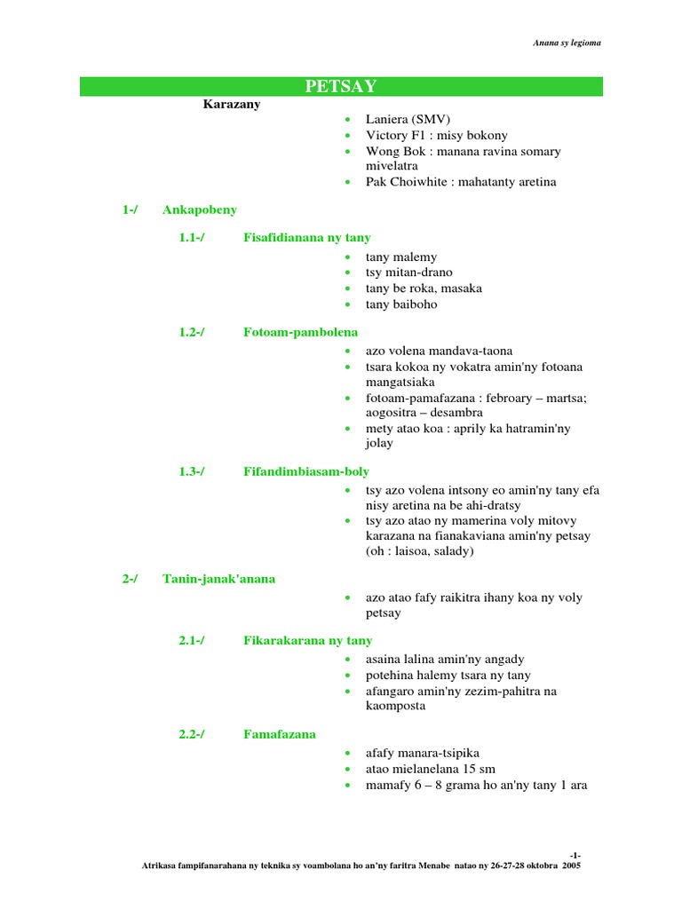Fambolena Petsay | PDF
