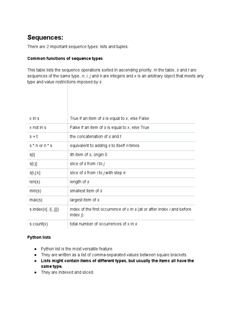 Python Sequences: Lists & Tuples | PDF | Sequence | Mathematical Logic