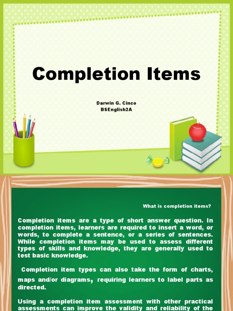 What are completion items | PDF