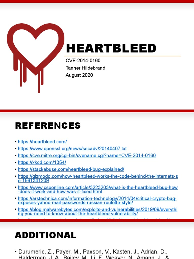 Heartbleed: CVE-2014-0160 Tanner Hildebrand August 2020 | PDF ...