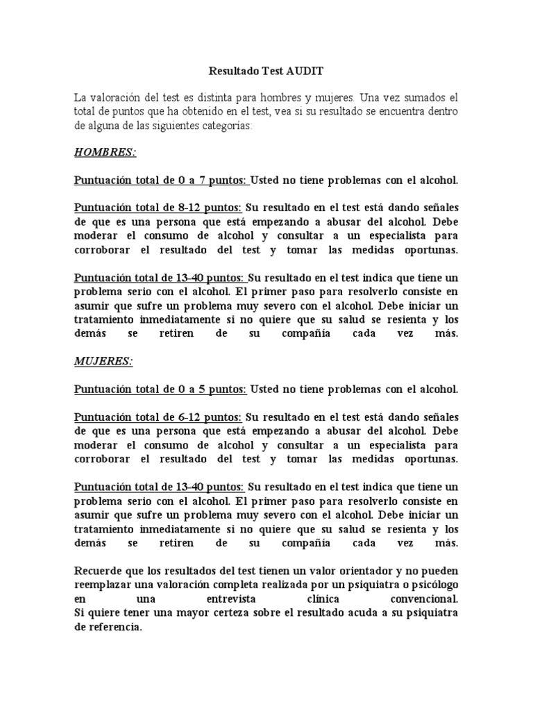 Test Audit Intepretacion | PDF