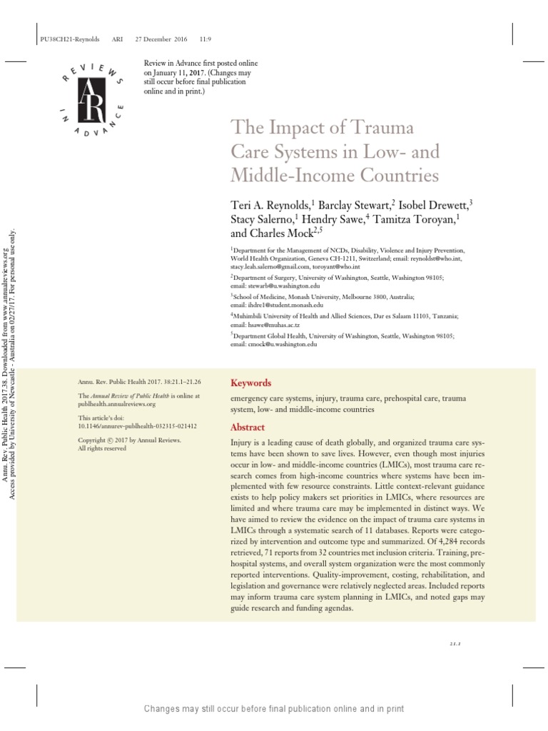 Low Income Trauma | PDF | Major Trauma | Emergency Medical Services