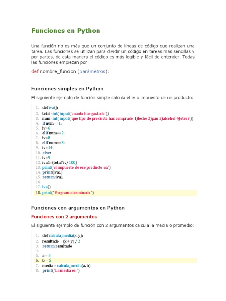 Funciones en Python | PDF