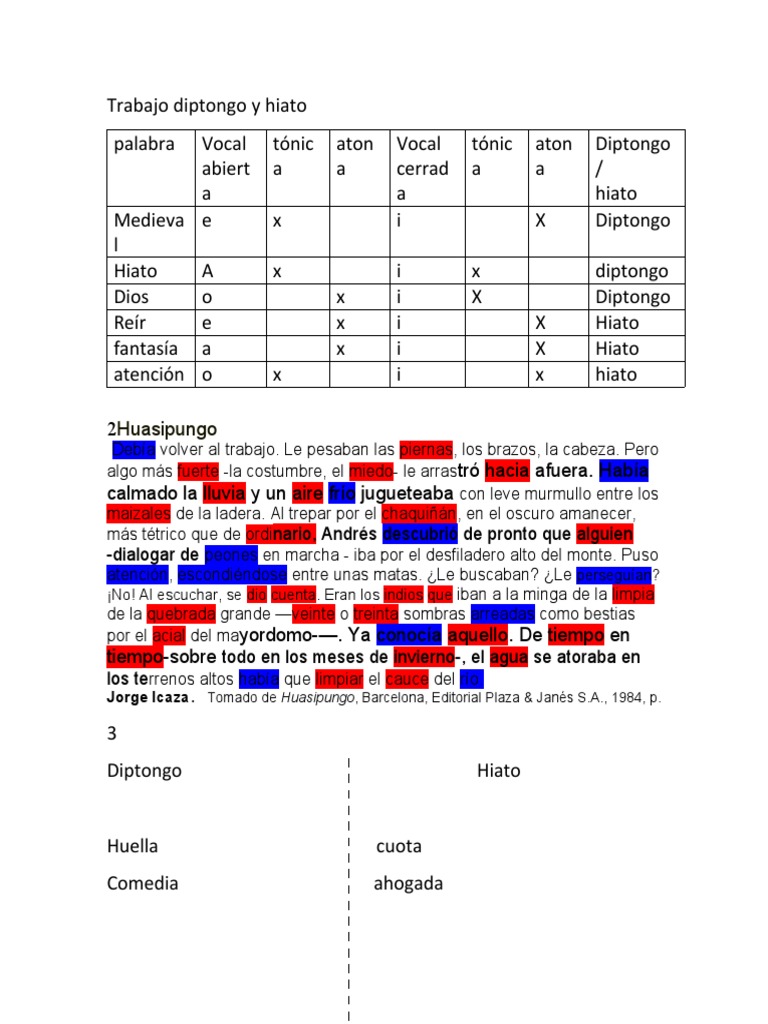 Diptongos y Hiatos en la Lectura | PDF