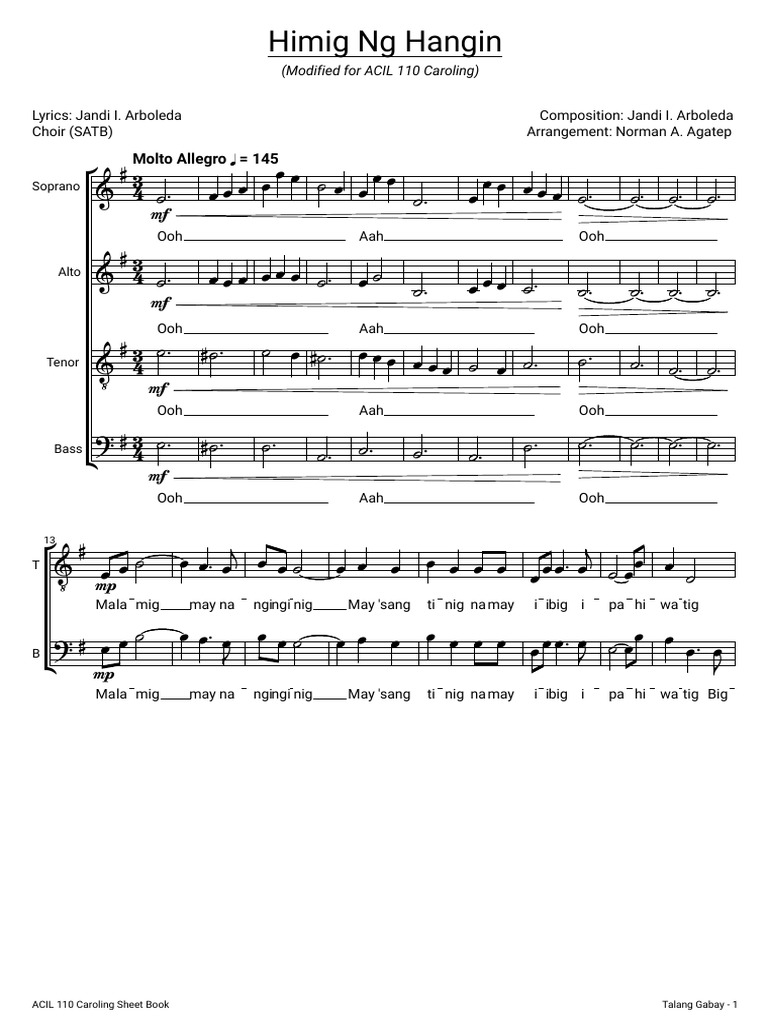 Himig NG Hangin | PDF | Vocal Music | Compositions