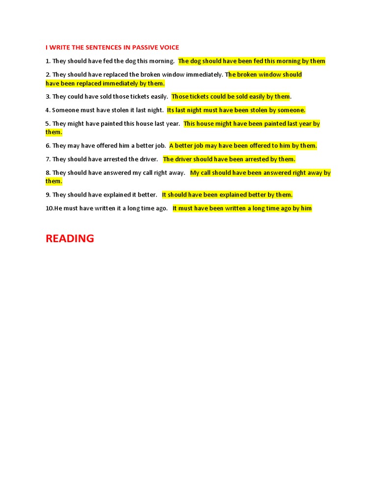 Passive Voice Transformations: Examples of Converting Sentences from ...