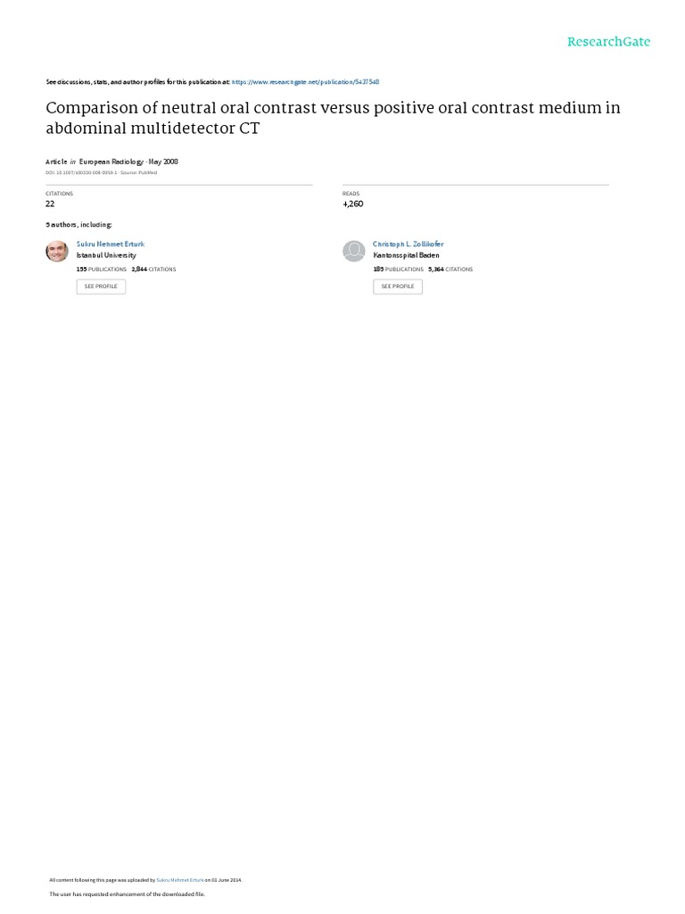 Comparison of Neutral Oral Contrast Versus Positive Oral Contrast ...