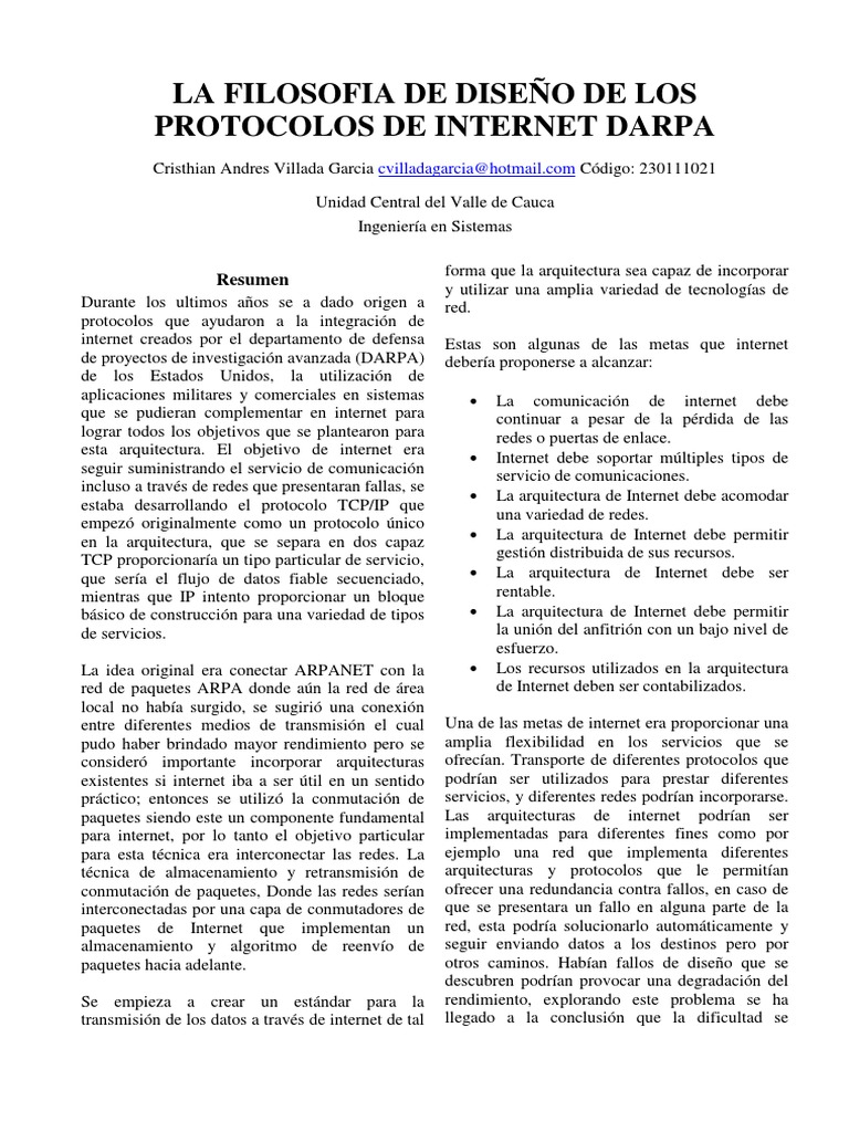 Darpa PDF | PDF | Internet | Protocolos de internet
