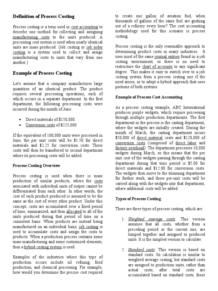 Definition of Process Costing | PDF | Cost Accounting | Inventory