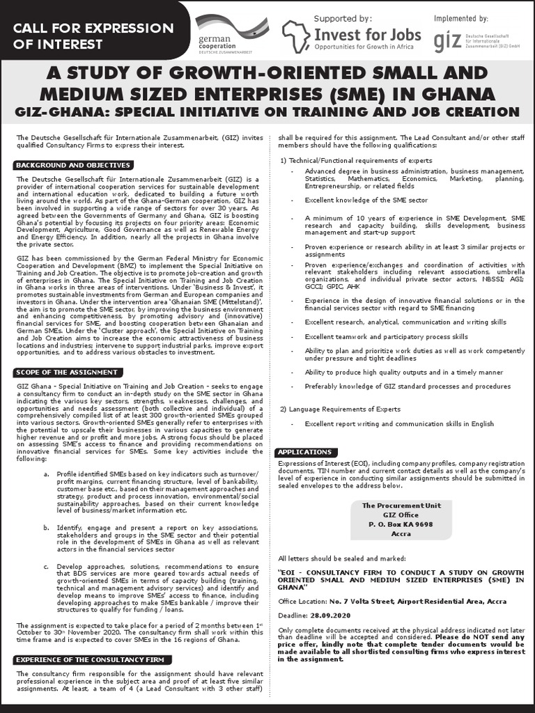 Call For Expression of Interest | PDF | Small And Medium Sized Enterprises | Business
