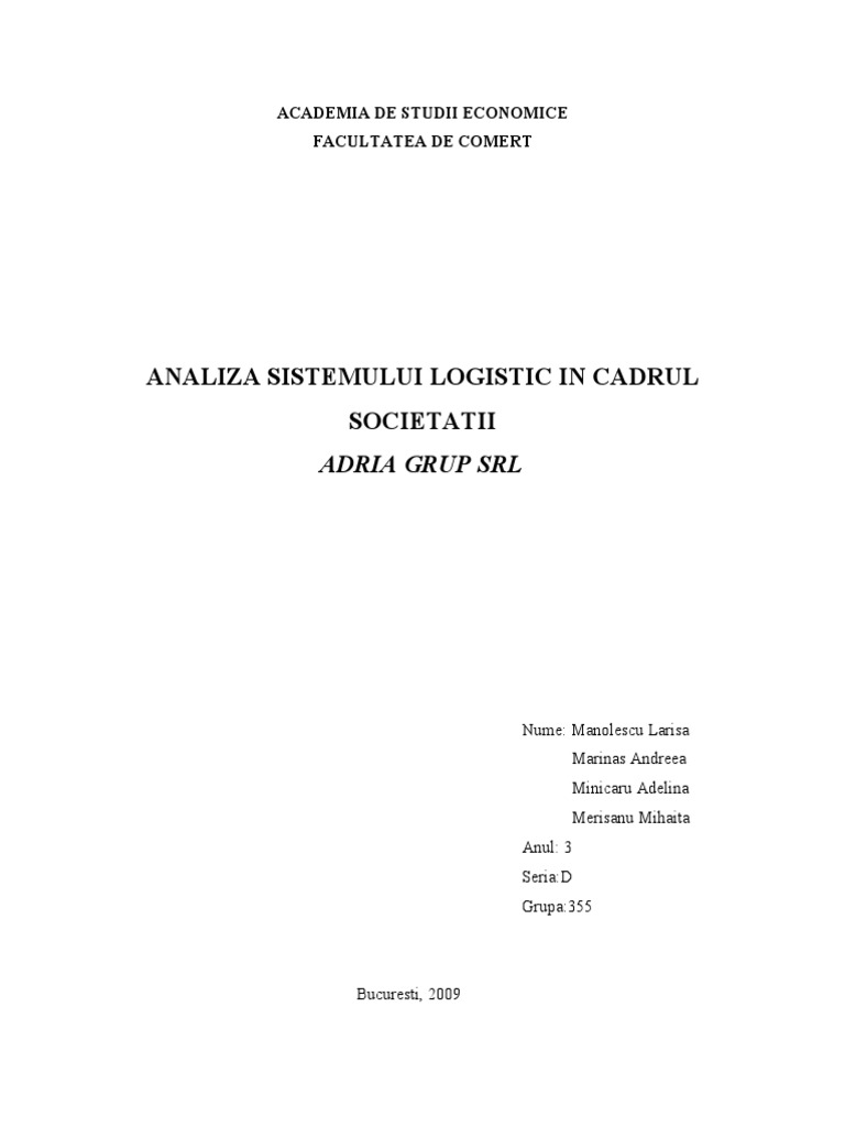 Proiect Logistica | PDF