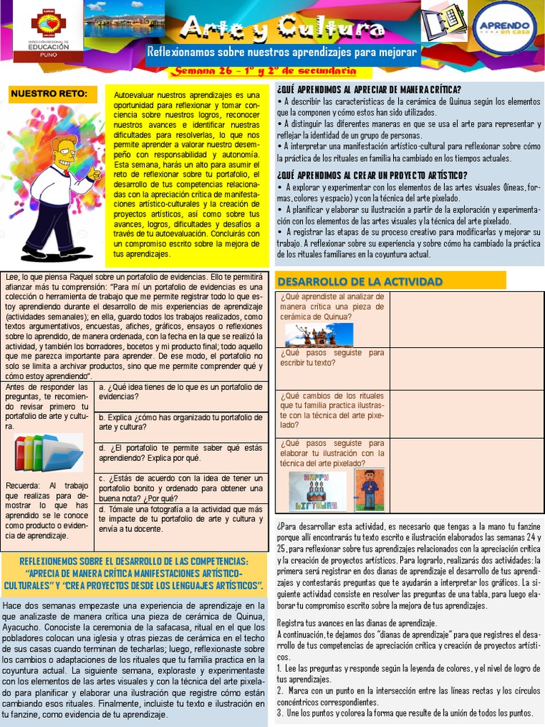 Ficha de Reflexión - Arte y Cultura - Vi Ciclo - Puno | PDF | Cerámica ...