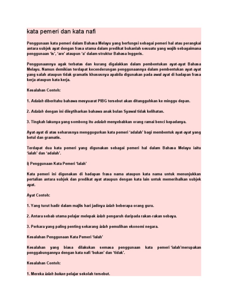 Kata Pemeri Dan Kata Nafi | PDF