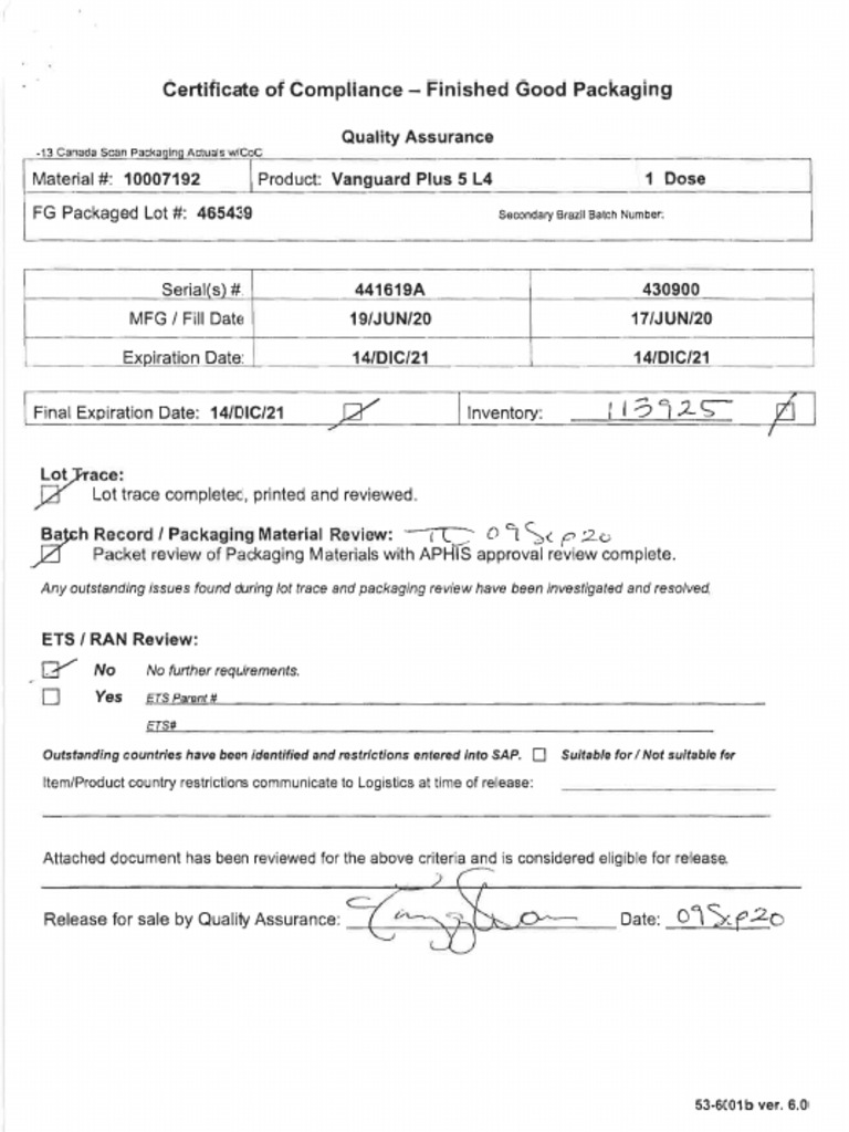VANGUARD PLUS 5 L 4 Lote 441619A PDF | PDF