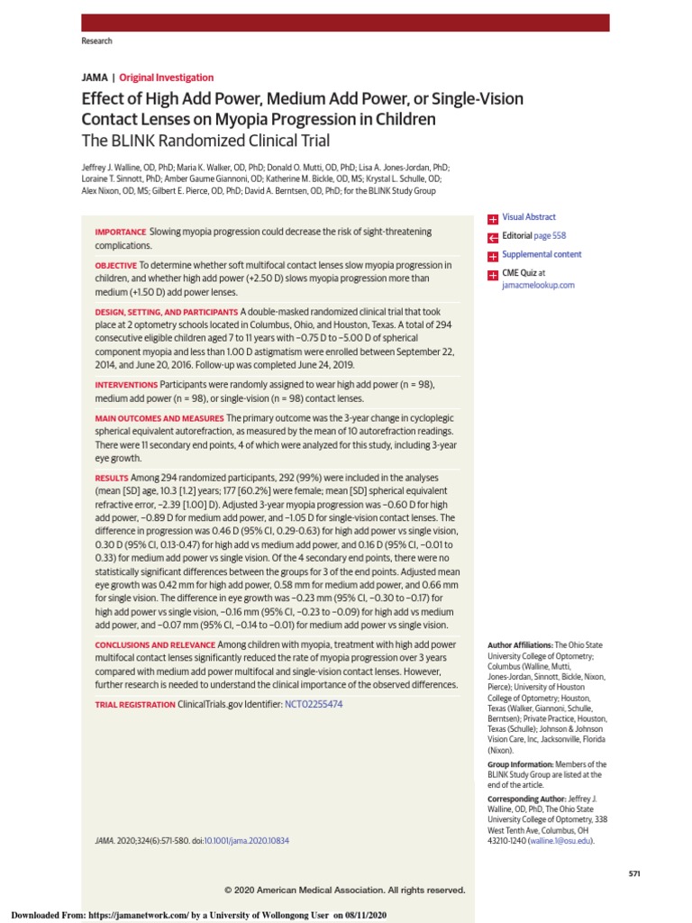 Effect of High Add Power, Medium Add Power, or Single-Vision | PDF ...