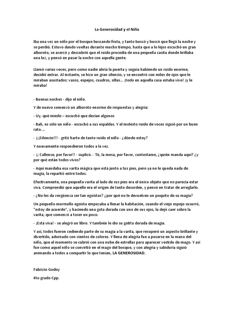 Cuento La Generosidad Pdf