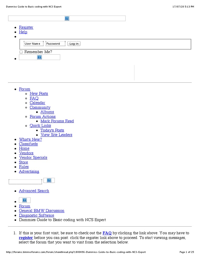 Dummies Guide To Basic Coding With NCS Expert | PDF | Internet Forum ...