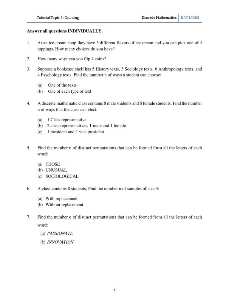 Counting Techniques in Discrete Mathematics | PDF | Science | Teaching ...