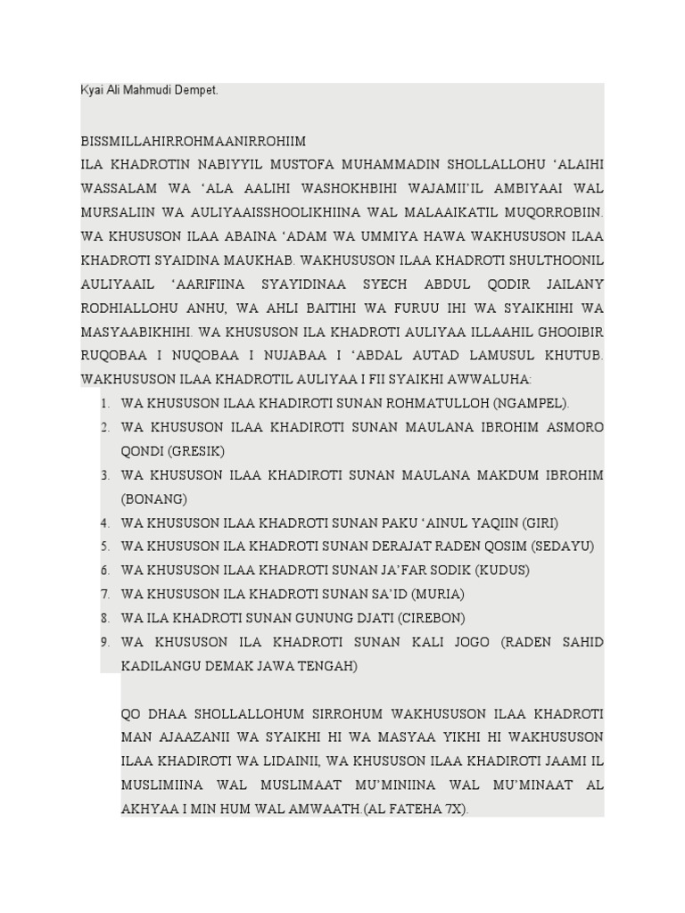 Kyai Ali Mahmudi Dempet aSMA WALI SONGO | PDF | Abrahamic Religions