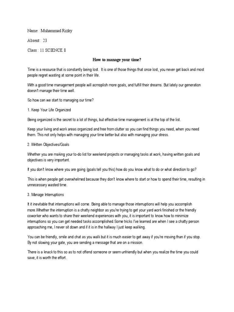 How To Manage Your Time? | PDF | Time Management | Professional Skills