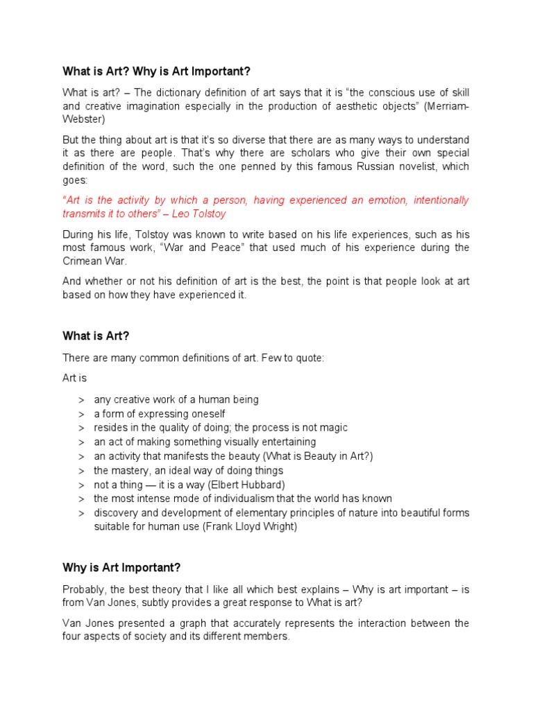 What Is Art? Why Is Art Important? | PDF | Reason | Emotions