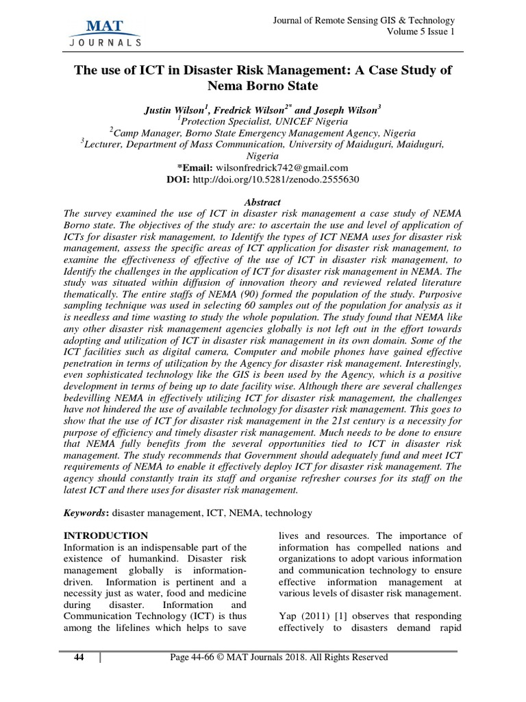 (44-66) The Use of ICT in Disaster Risk Management-Format PDF | PDF ...