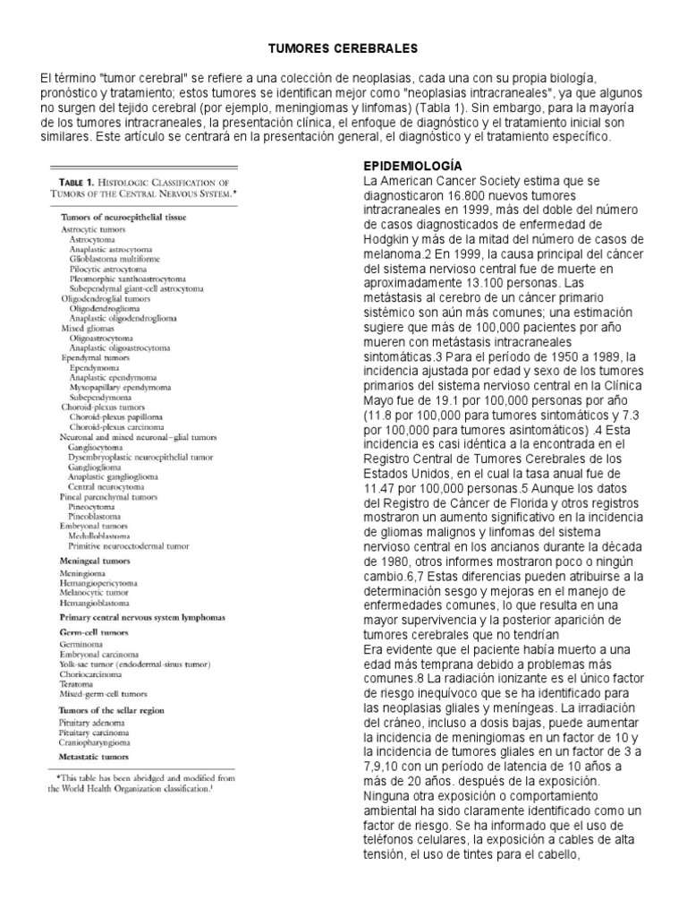 Tumores Cerebrales | PDF | Tumor cerebral | Glioma