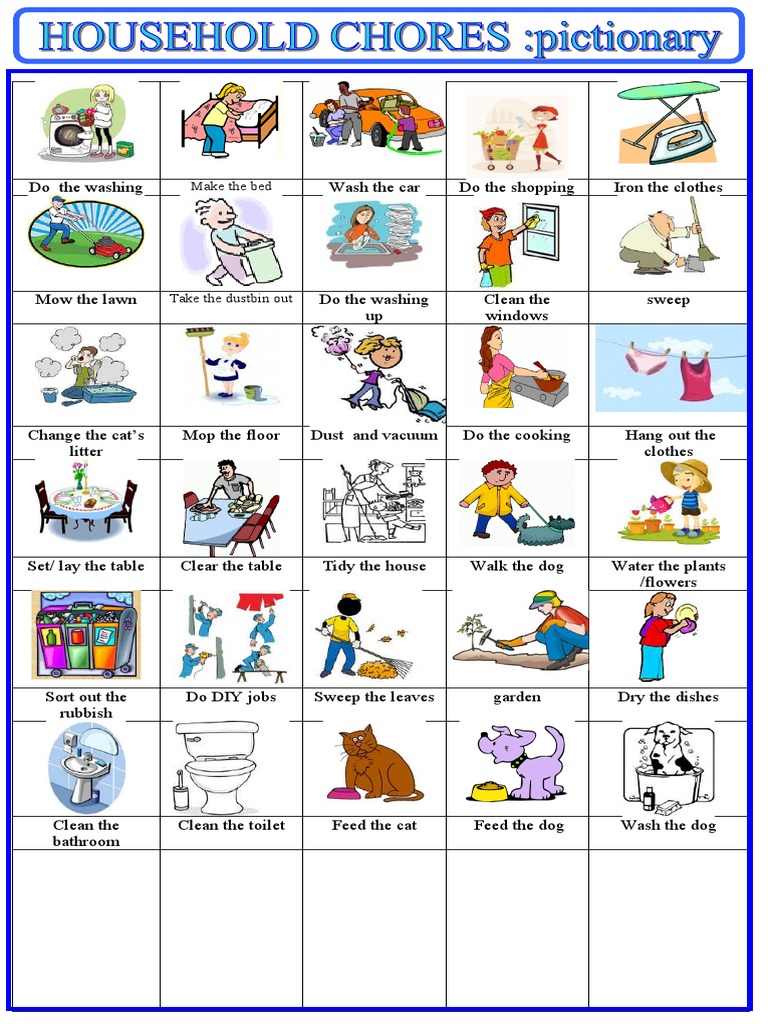 Household Chores Pictionary Picture Dictionaries - 76881 | PDF