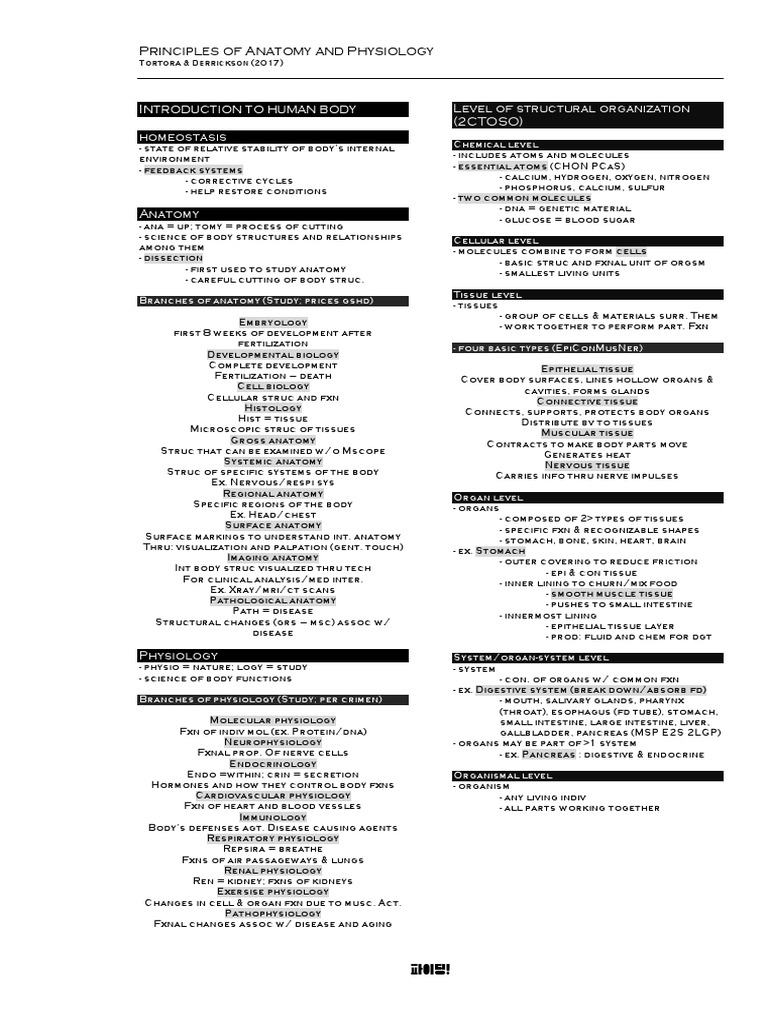 Anatomy and Physiology Overview | PDF | Human Body | Anatomical Terms ...