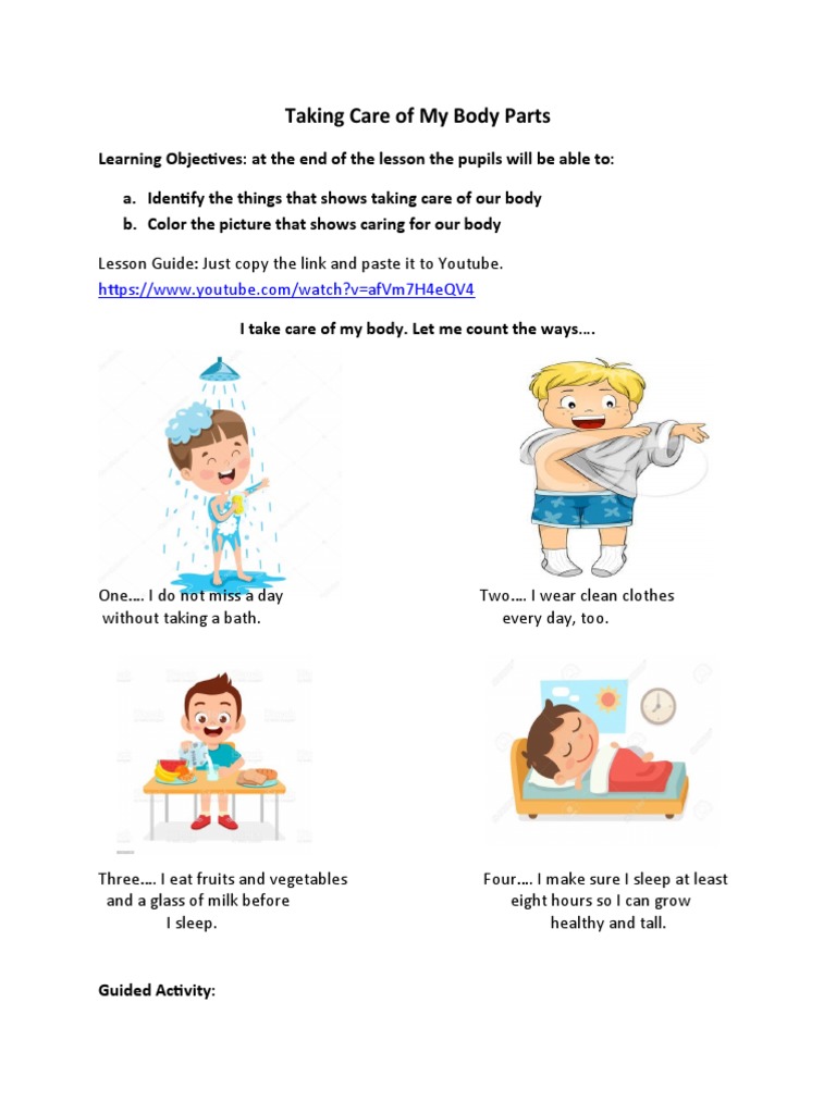 Caring for My Body: A Worksheet | PDF
