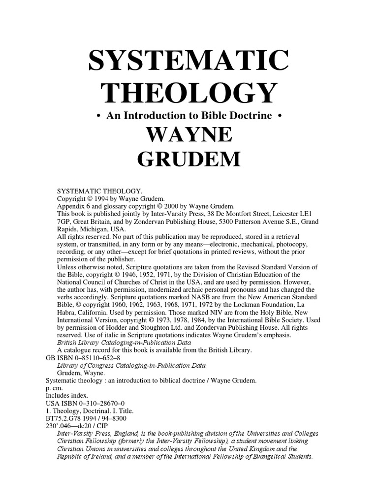 Systematic Theology: Wayne Grudem | PDF | Theology | Christian Church