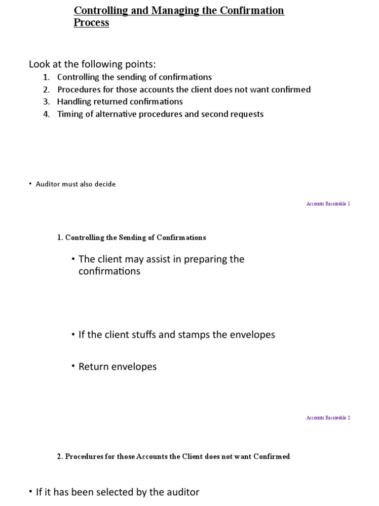 Controlling and Managing The Confirmation Process | PDF