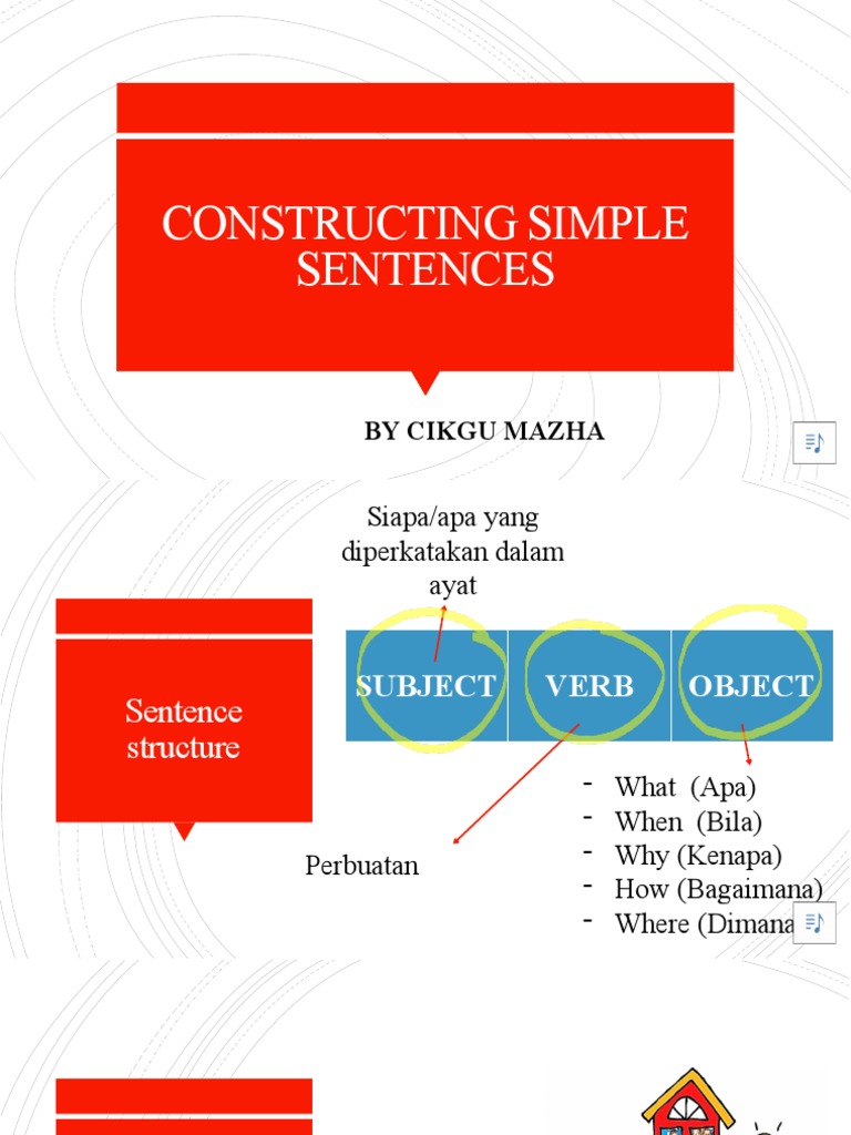 Simple Sentence Construction Guide | PDF | Object (Grammar) | Linguistics