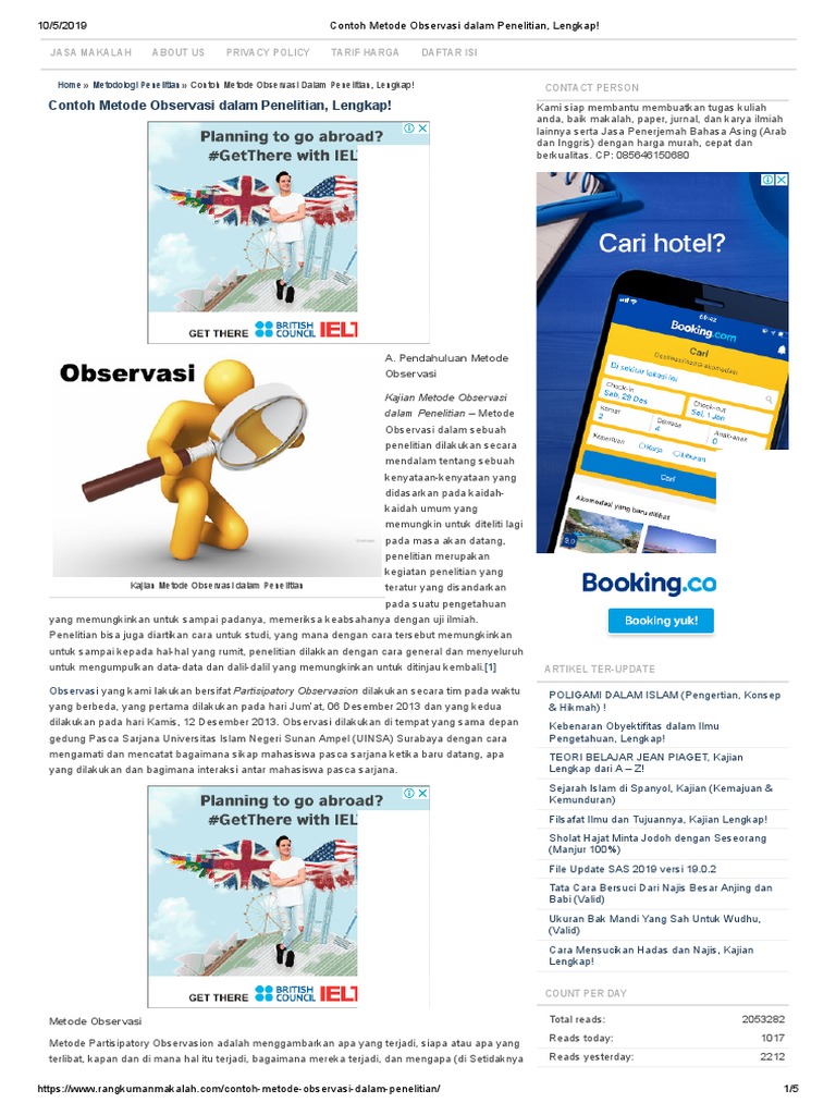 Contoh Metode Observasi Dalam Penelitian, Lengkap! | PDF