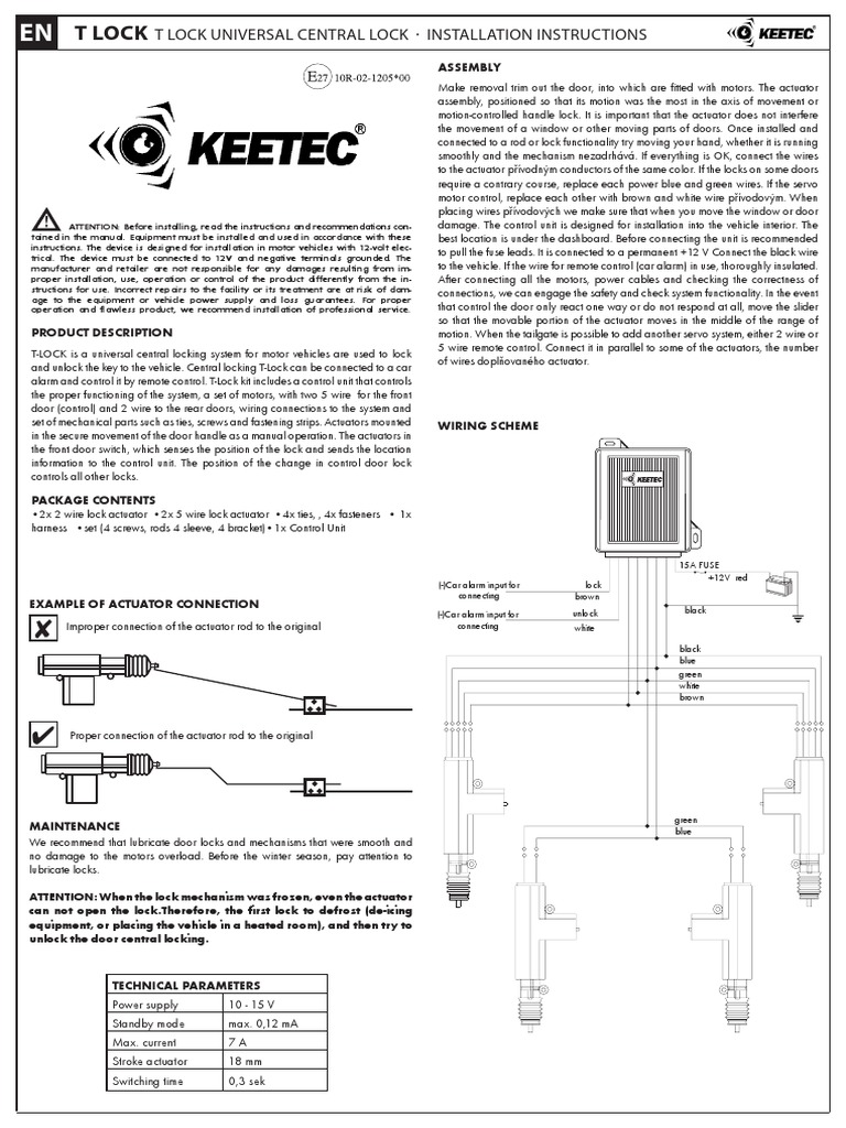 T Lock Manual PDF | PDF | Door | Actuator