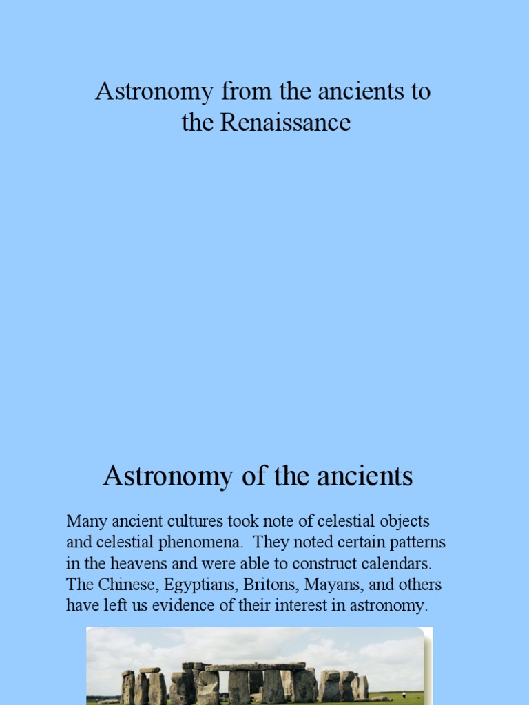 Astronomy From The Ancients To The Renaissance | PDF | Planets ...