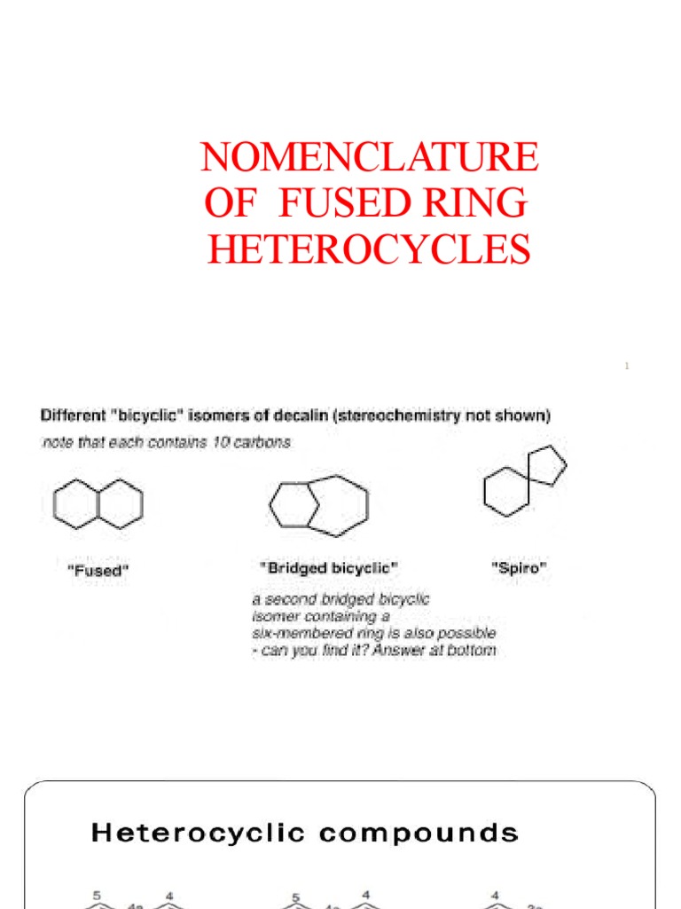 Fused - Heterocycles Nomenclature | PDF | Heterocyclic Compound ...