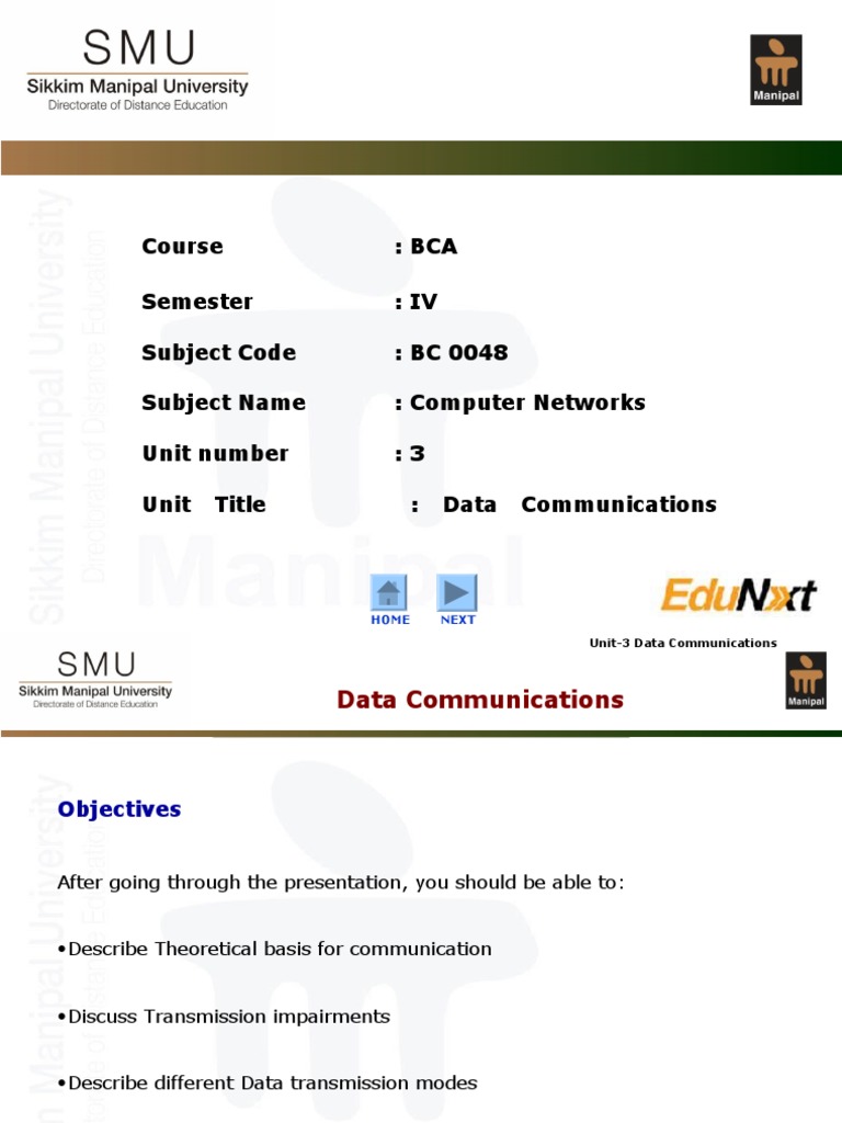 Course: Bca Semester: Iv Subject Code: BC 0048 Subject Name: Computer Networks Unit Number: 3 ...