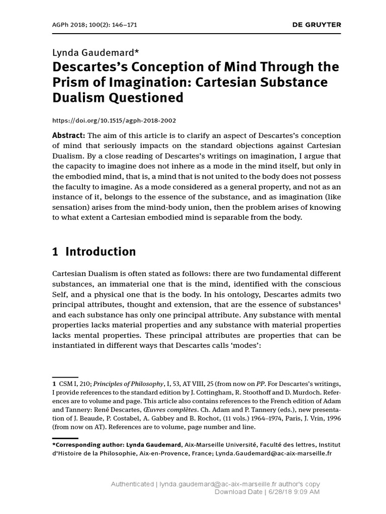 Rethinking Cartesian Mind-Body Dualism Through the Lens of Imagination ...
