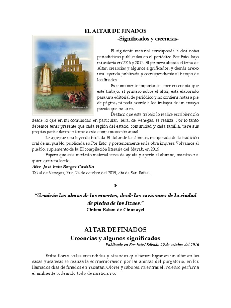 Creencias y significados del Altar de Finados en Yucatán | PDF ...