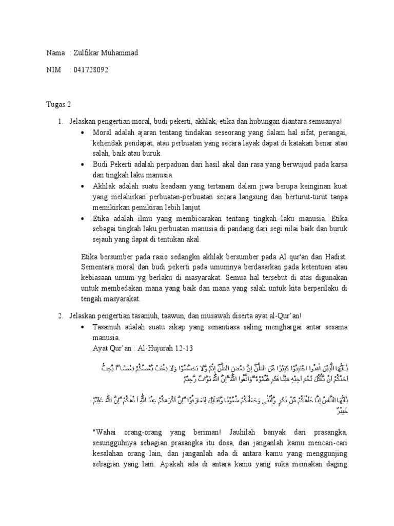 Tugas 2 Pendidikan Agama Islam | PDF